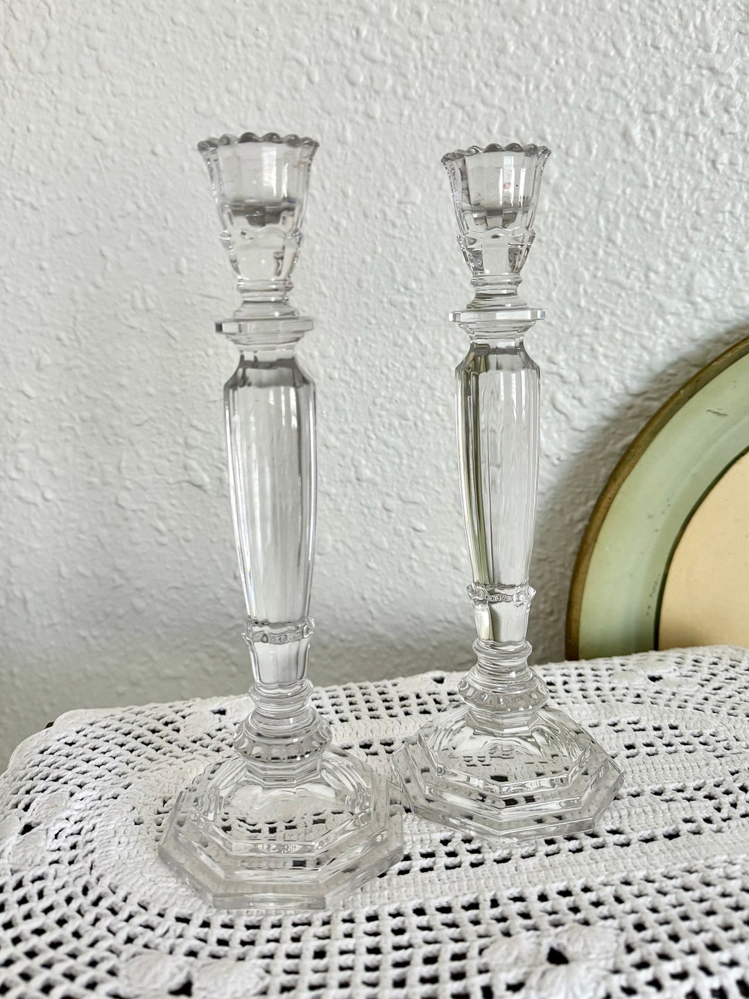 Crystal Candlesticks Austrian Glass Candle Holders Tulip Top Lead ...