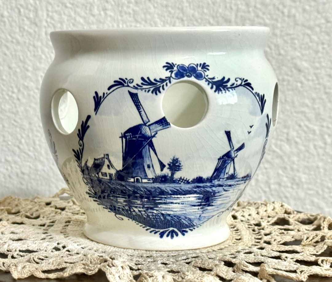 Delfts Planter Vintage Planter DUTCH Delfts Planter FLOWERS Windmills ...