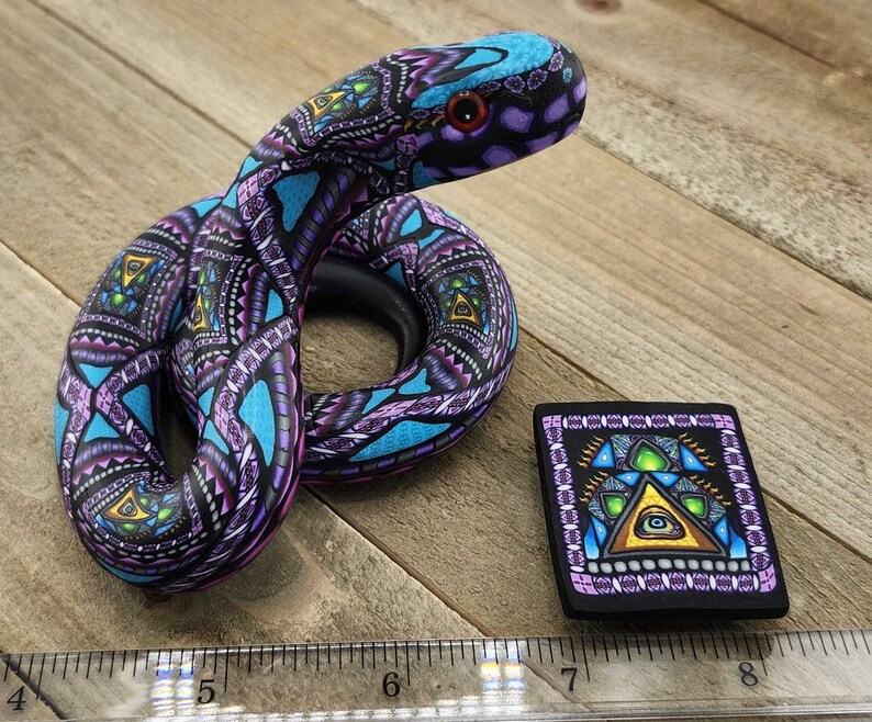 FIMO Snake Sculpture Hand Made Millefiori Magnet Combo/ Illuminati ...