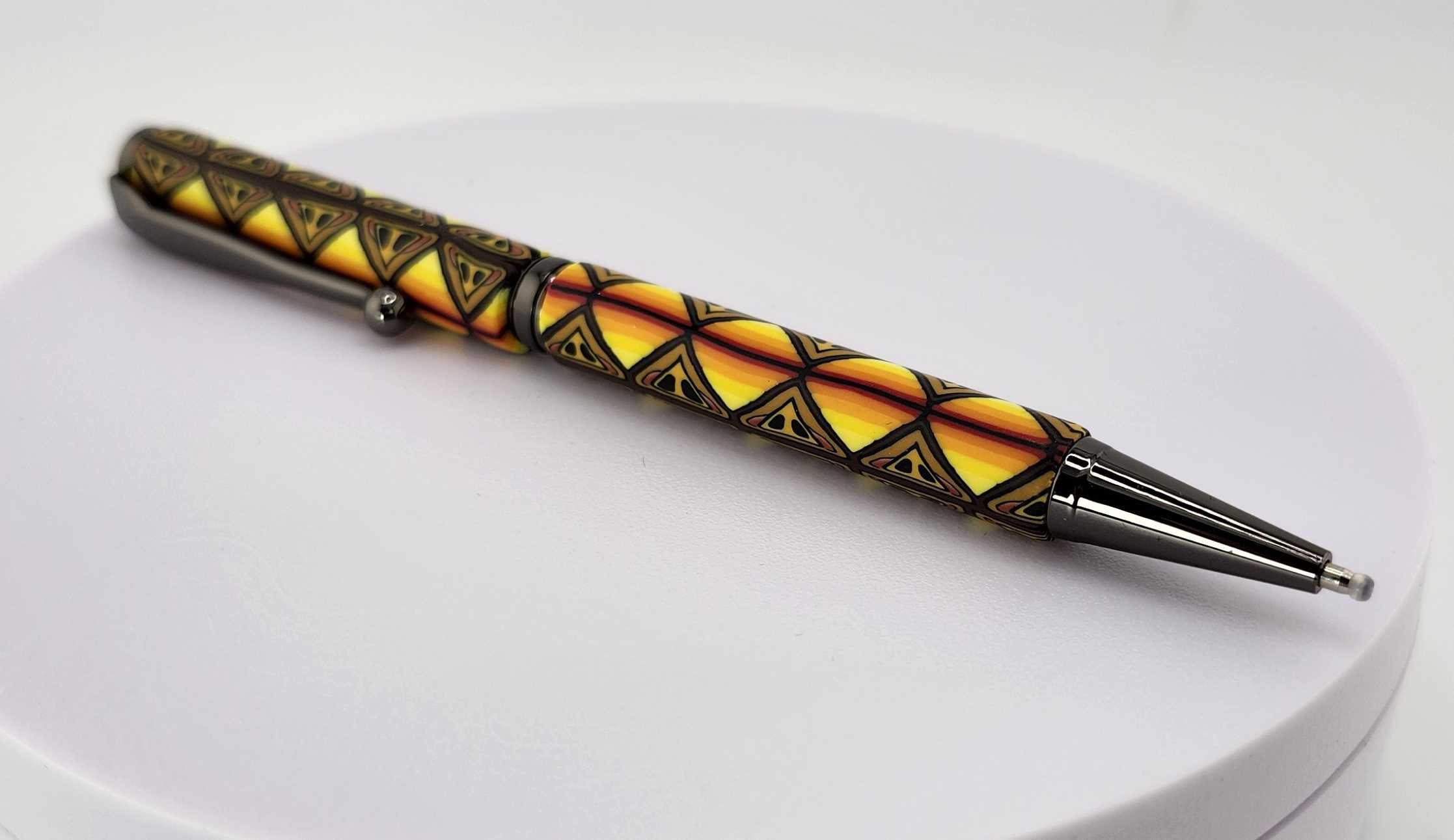 Tribal Pen / Handmade Veneer Inlay on Gunmetal Slim Pen / Tribal Design ...