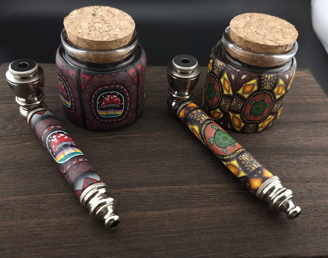 Tribal Pipe and Jar Set / Handmade in USA / Collectable Millefiori Art ...