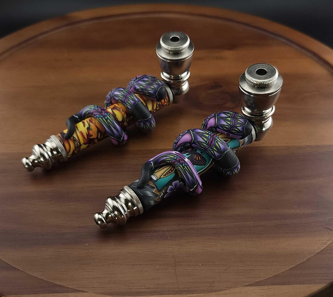 Purple Heady Snake Pipes / Tribal Purple Black Snake Wrapped Pipe ...