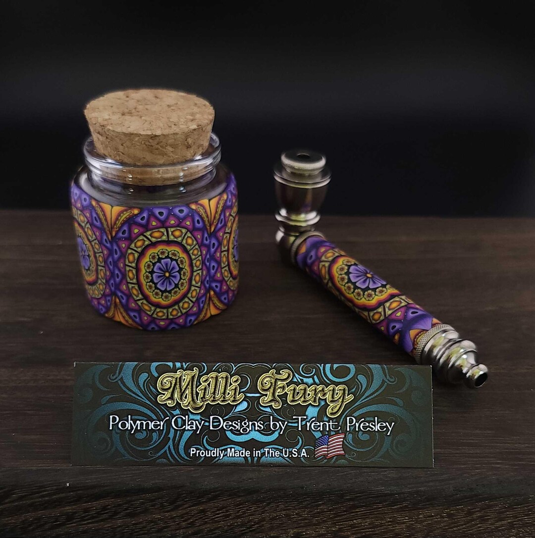 Purple Flower Mandala Pipe Jar Set / Collectable Millefiori Set ...