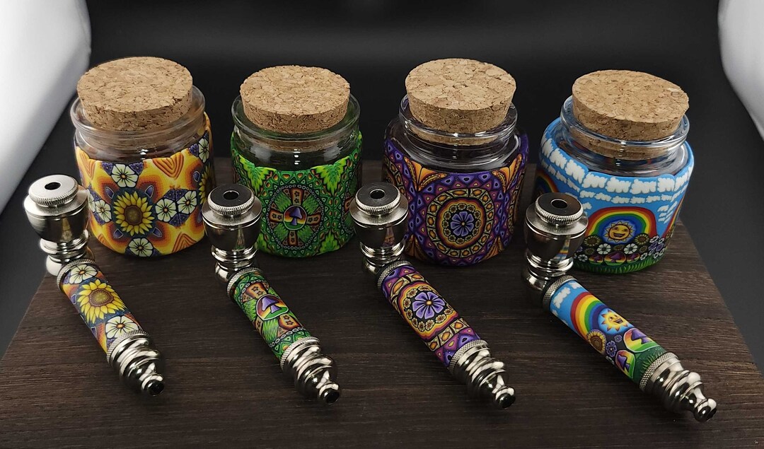 Heady Hand Pipe Jar Sets / Collectable Fimo Jar and Pipe Set ...
