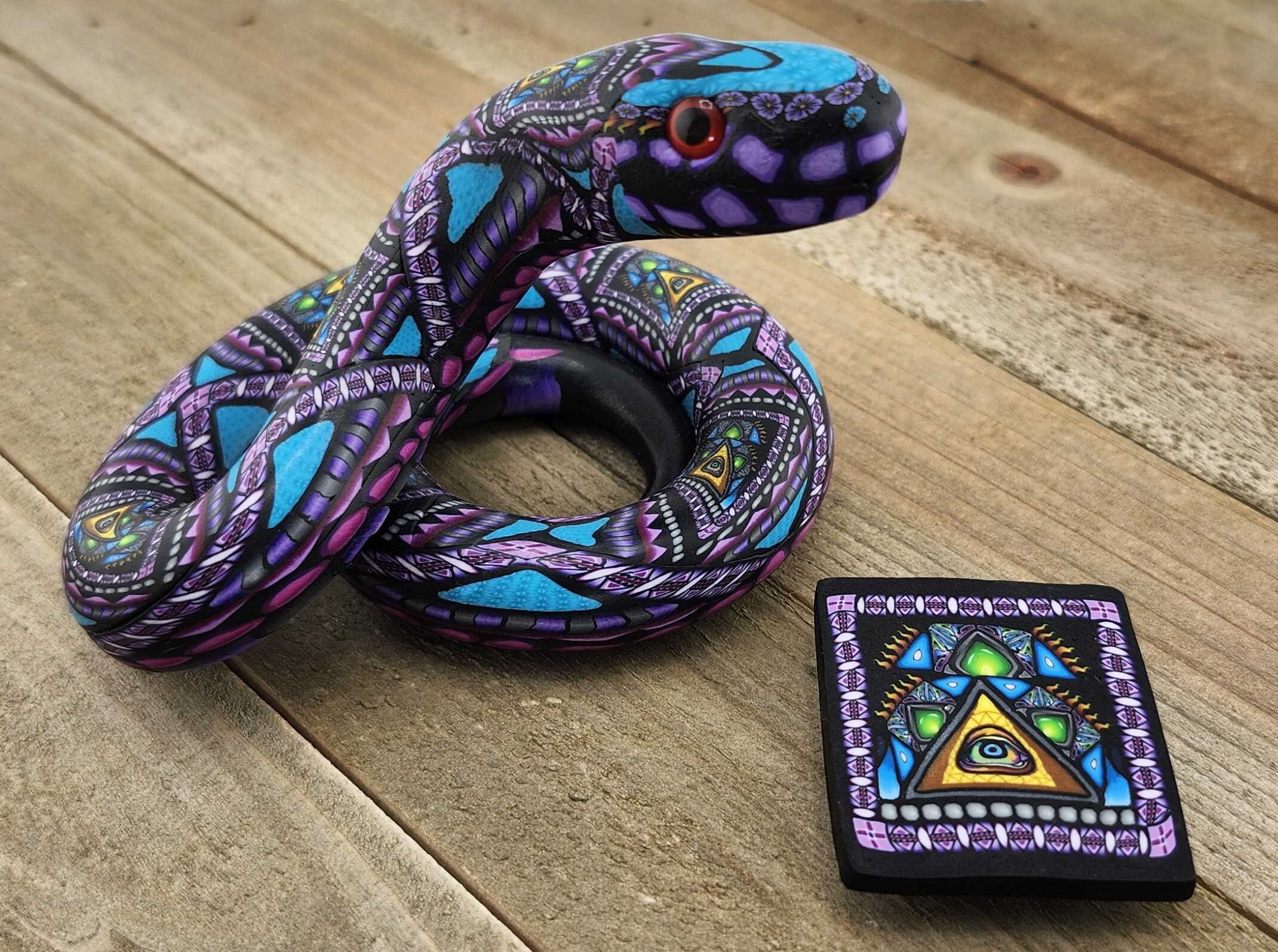 FIMO Snake Sculpture Hand Made Millefiori Magnet Combo/ Illuminati ...