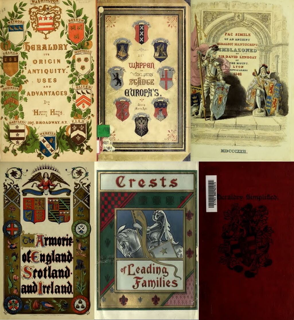 Heraldry Family Crests Emblems Shields Genealogy - 161 Rare Old Books ...