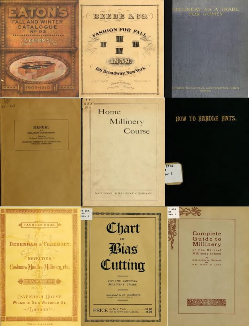 Hat Making & Millinery Patterns: Art Craft Design - 60 Vintage Books ...