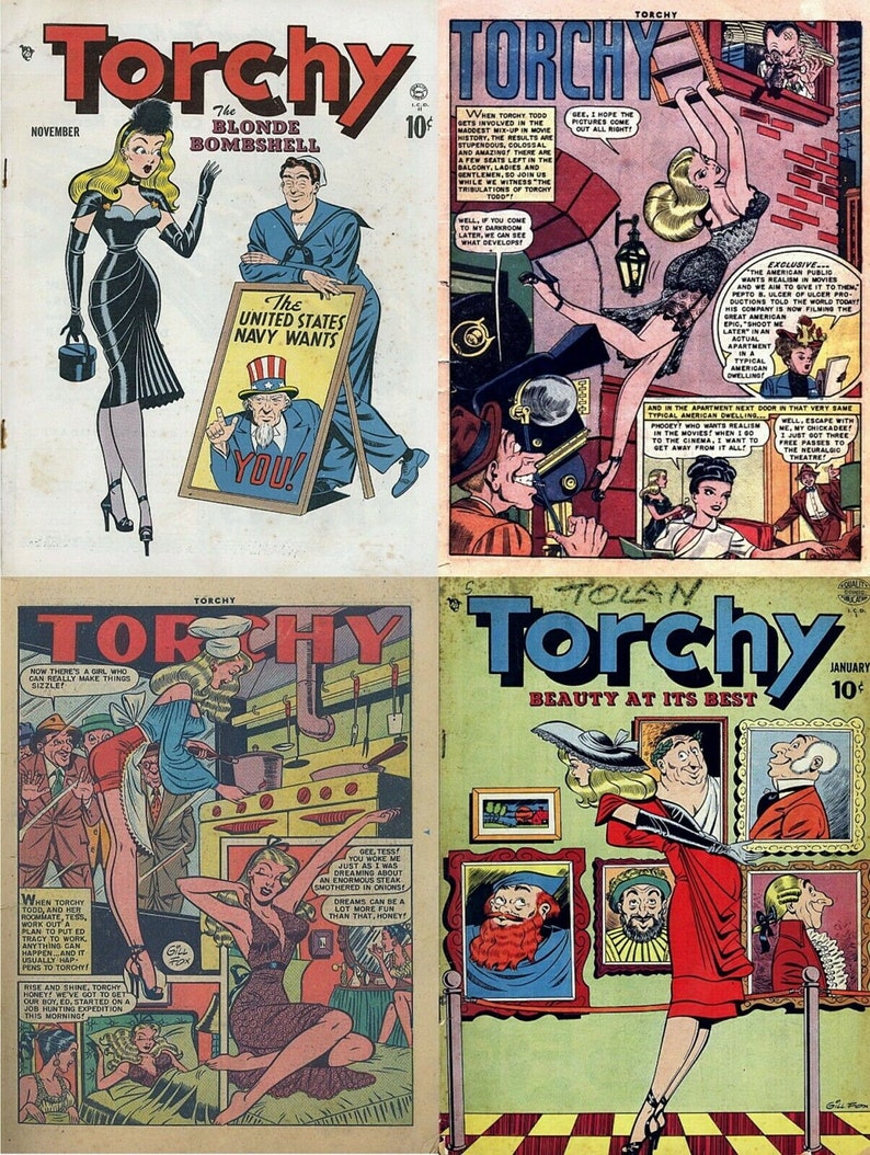 6 Old Rare Issues of Torchy - Vintage Comic Strip Fantasy Risque Sexy Spicy Racy Naughty Girls ...