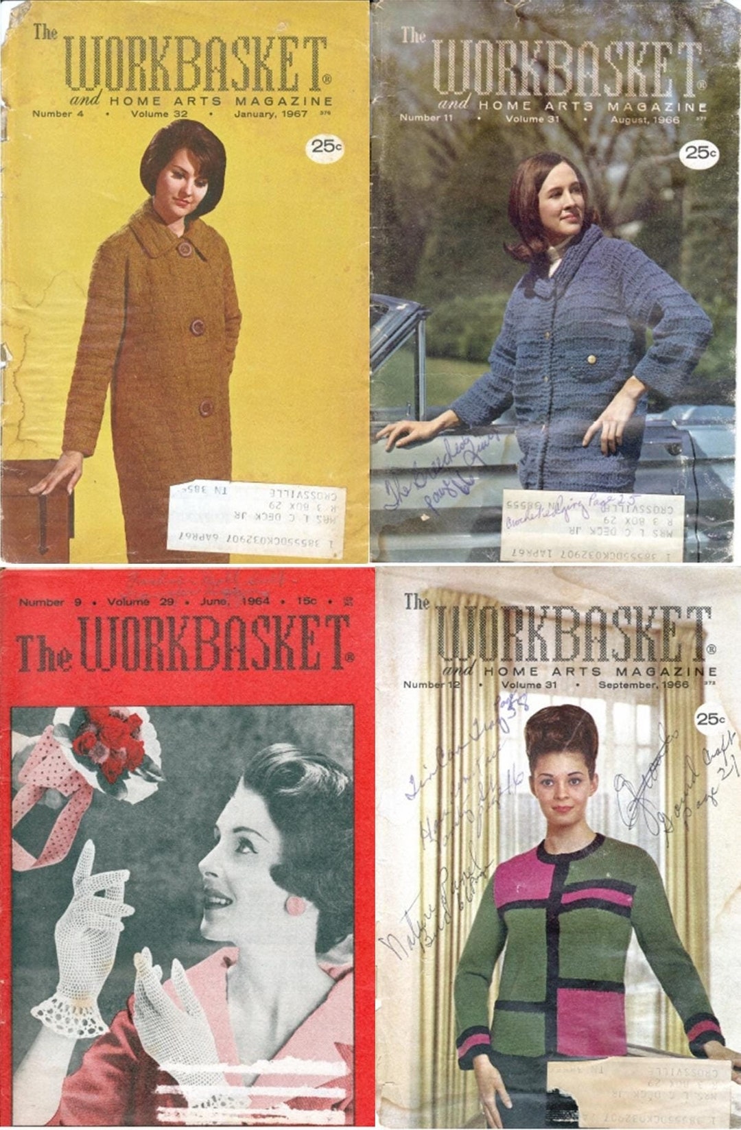 Vintage Workbasket Magazine: Crochet Knitting Patterns, 1964-1967 ...