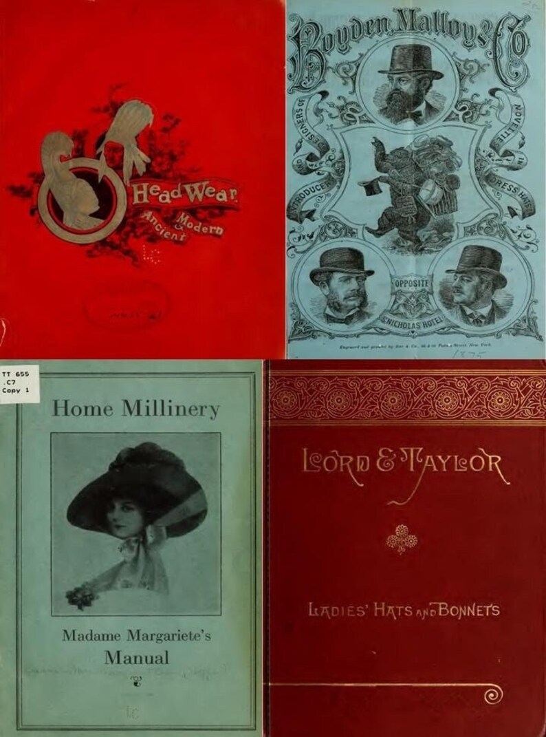 Hat Making & Millinery Patterns: Art Craft Design - 60 Vintage Books ...