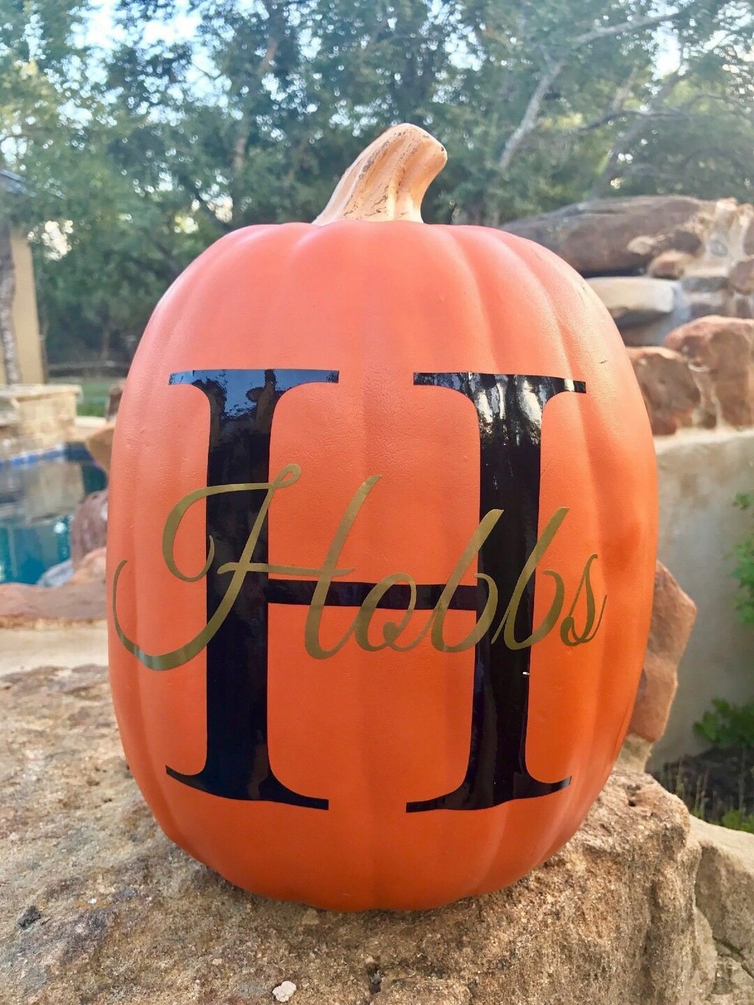 Name & Initial Monogram Pumpkin Sticker Vinyl Decals Lettering Fall ...