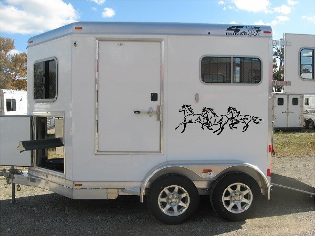 Running Horses 2 Pc Set Horse Decal Sticker Graphic Horse Trailer ...