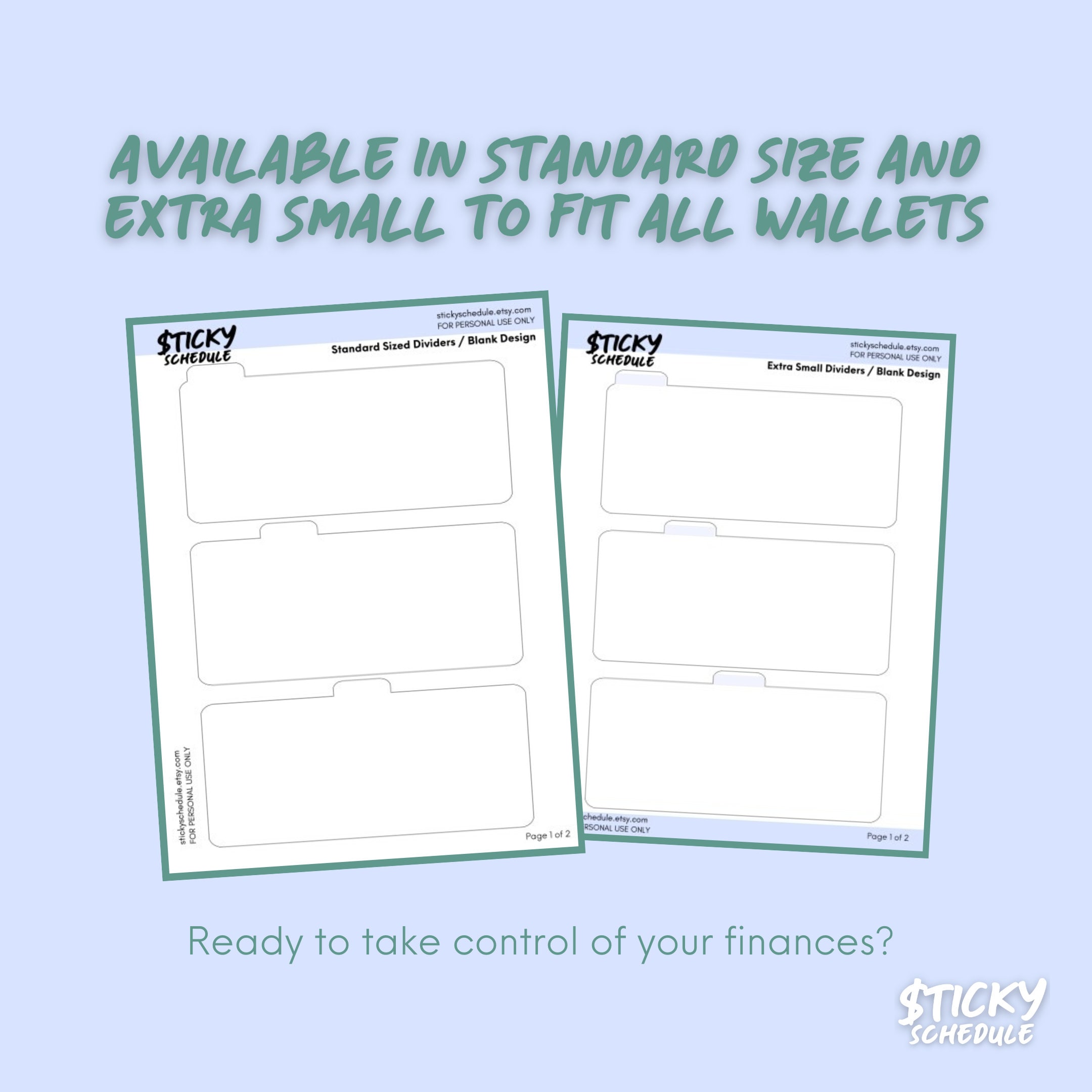 DIY Fillable PDF Wallet Cash Dividers - PDF Files Only - Digital ...