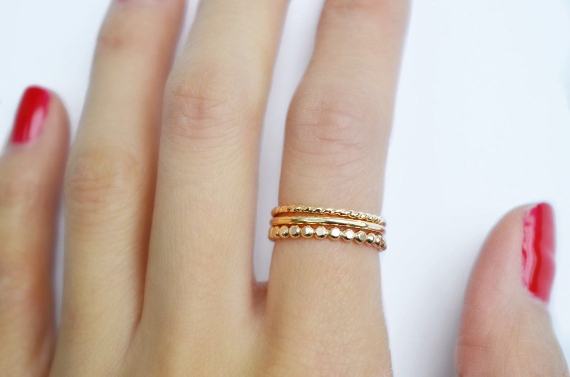 Gold Stacking Ring Set 14KT Gold Filled Set of 3 | Etsy
