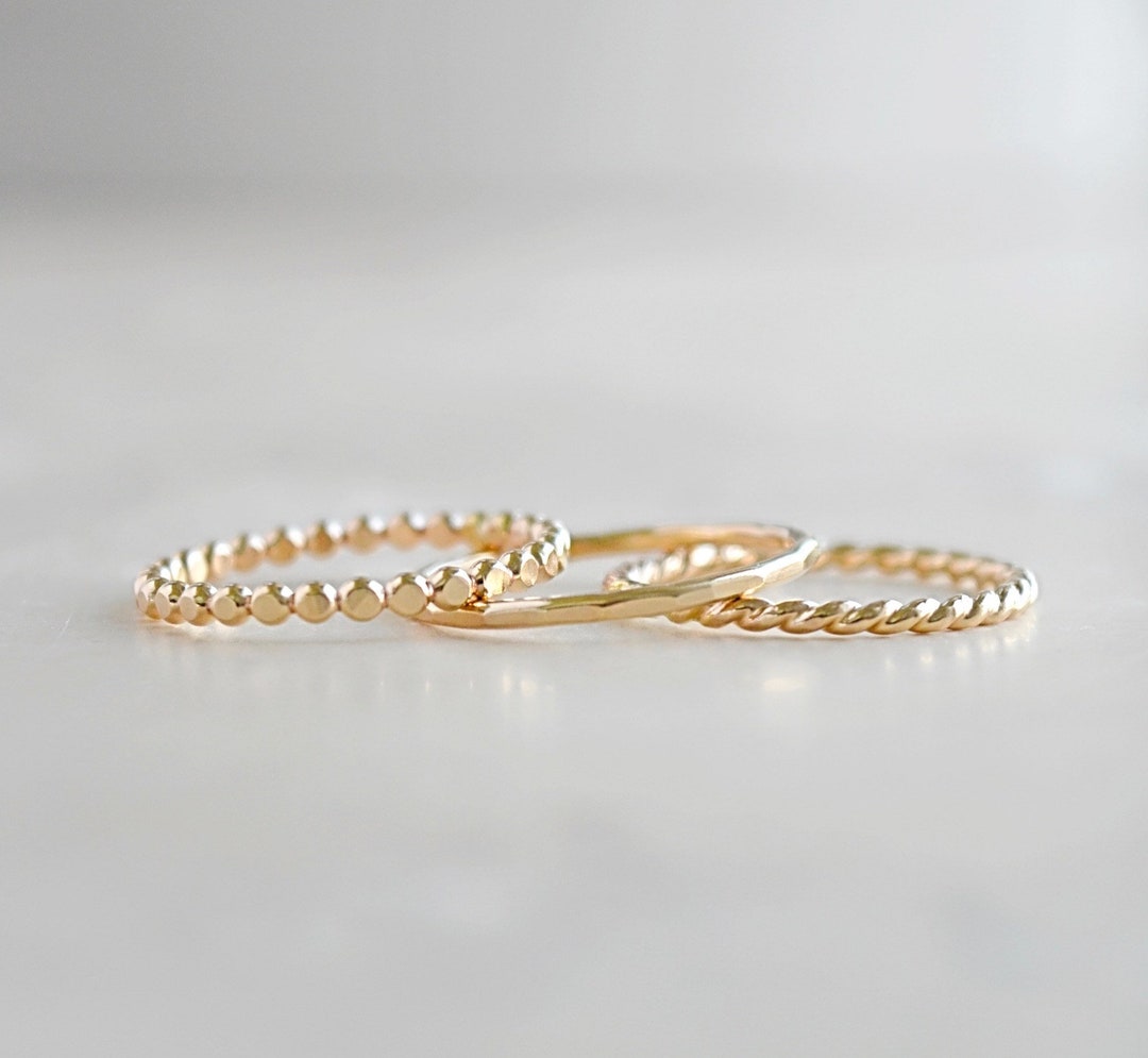 Gold Stacking Ring Set, 14KT Gold Filled, Set of 3 - Etsy