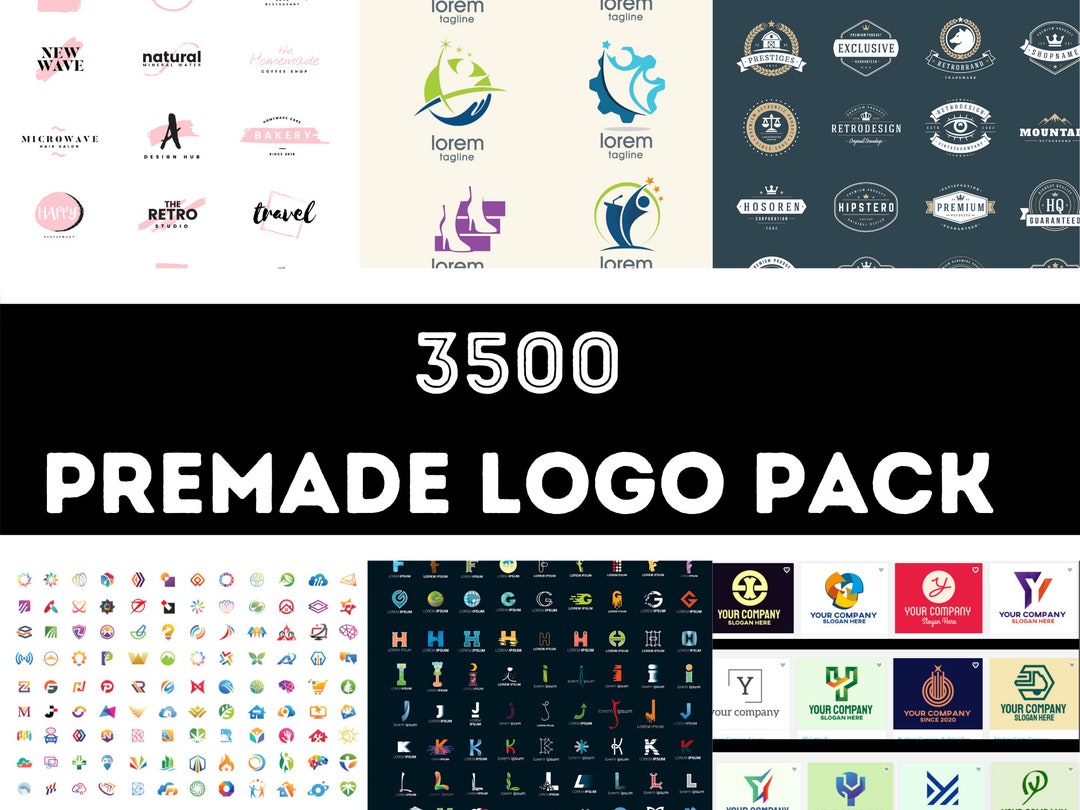 Logo Template , 3500 Premade Logo Pack , Customizable Logo Design ...