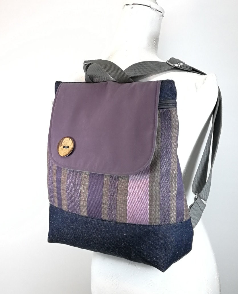Eco vegan backpack Designed bag Beautiful purple bag Vintage | Etsy