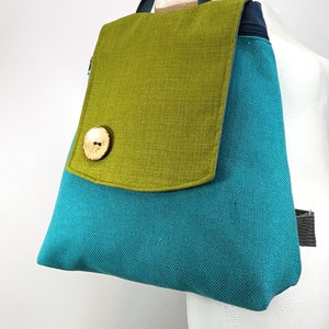 Canvas Backpack, Eco Backpack, All Fabric Backpack, Light Blue Green ...
