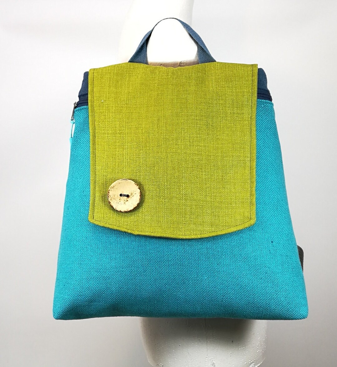 Canvas Backpack, Eco Backpack, All Fabric Backpack, Light Blue Green ...