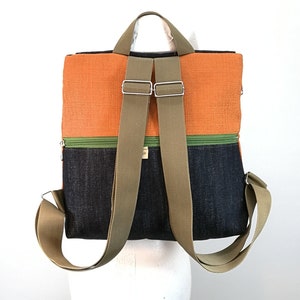 Mini Backpack Purse, Zipper Knapsacks, Orange Jeans Bag, Holiday Gift ...