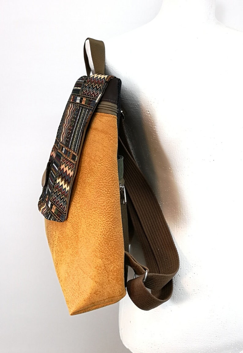 Beautiful Mustard Backpack With Ethnic Fabric Handmade Vegan - Etsy