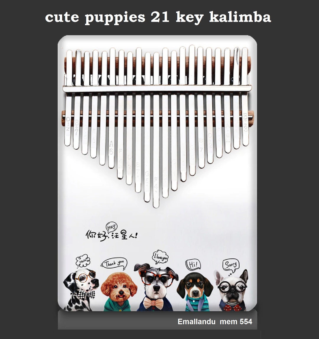 Cute Puppies 21 Key Kalimba Mbira Sanza African Thumb Piano Play With ...