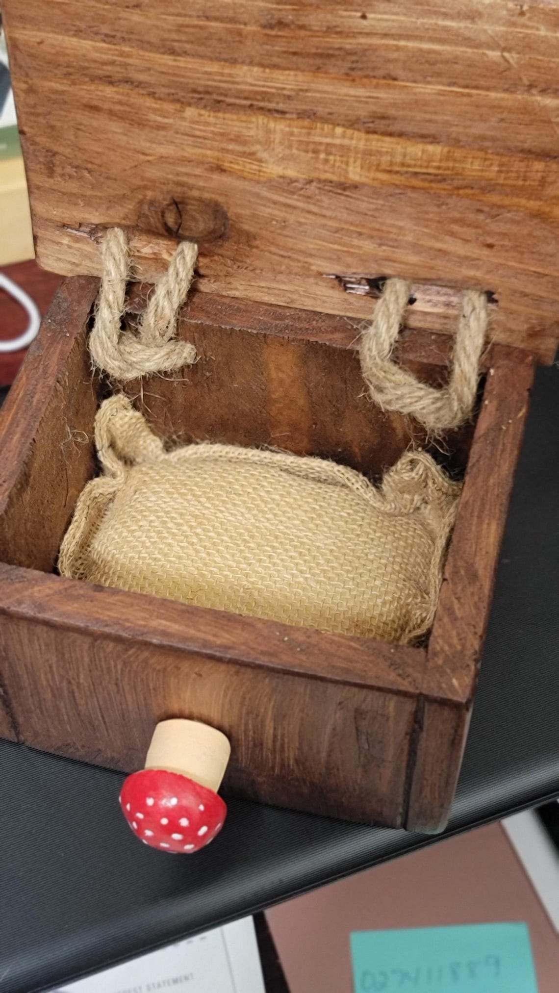Handcrafted Cedar Stash Box: Mushroom Design, Rope Hinge - Etsy