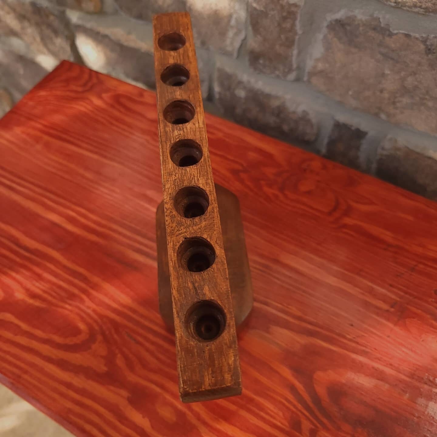 Menorah, Kenora, Candle Holder, Seven Candle Stand, Rustic Oak Wood ...