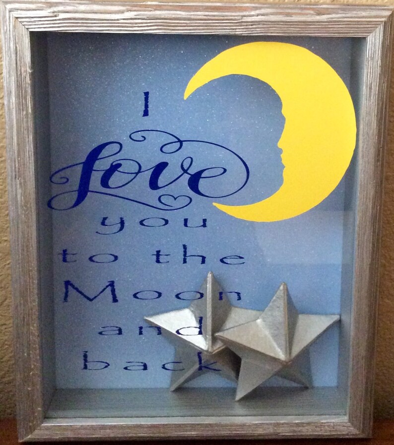 I Love You to the Moon Shadowbox Handmade Shadow Box Wall | Etsy