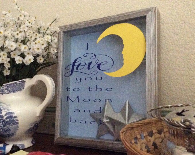 I Love You to the Moon Shadowbox Handmade Shadow Box Wall Decor Present ...
