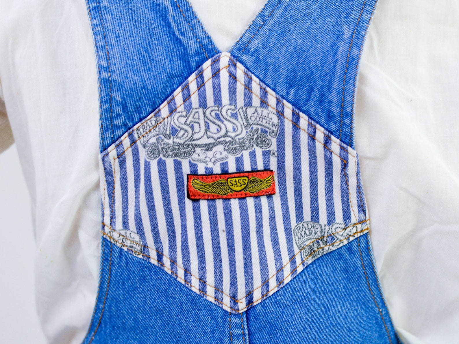 Denim Overalls SASS Shortalls Striped Inserts Vintage 90s Blue - Etsy