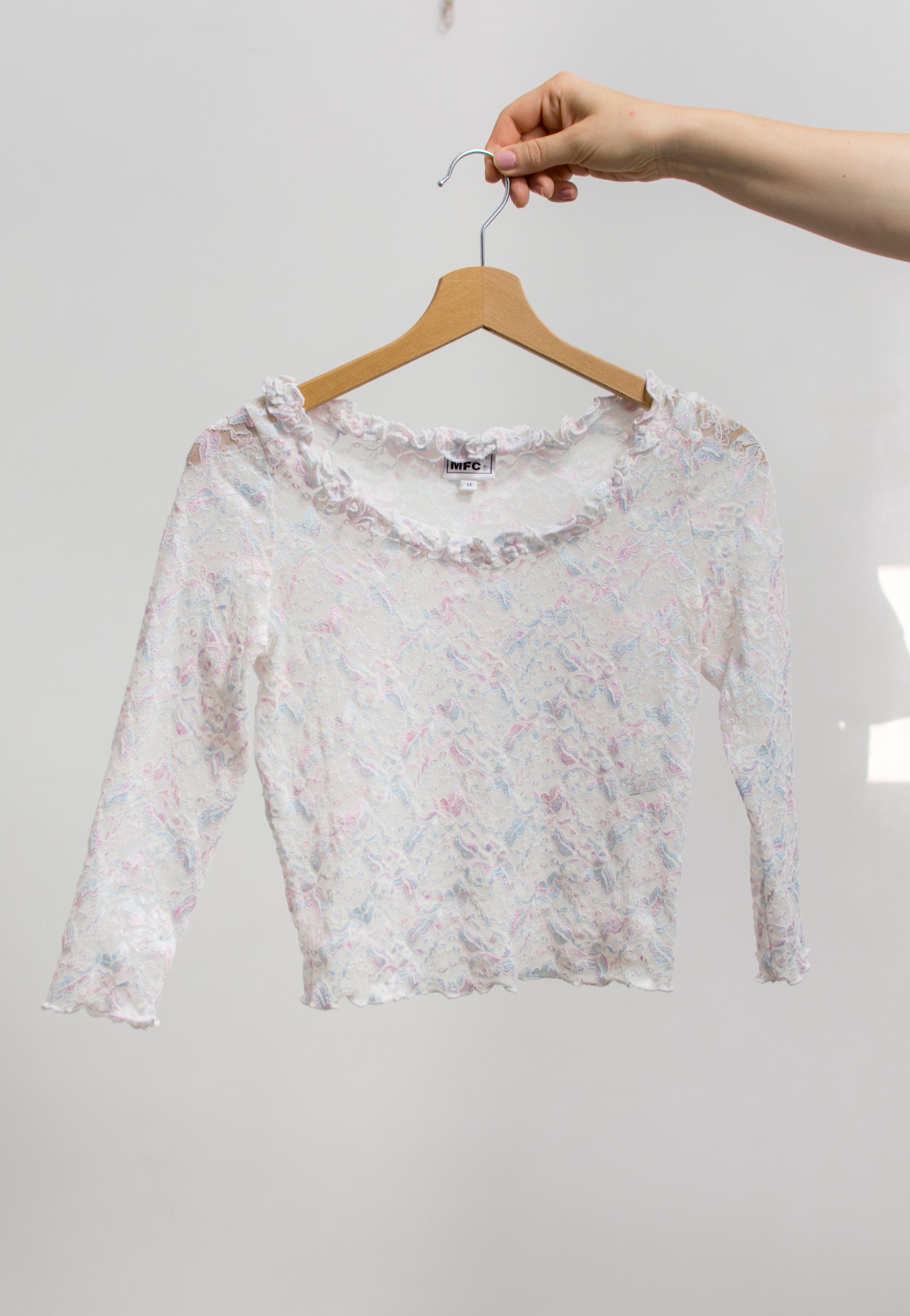 MADONNA Lace Sheer Blouse Y2K Crop Top Vintage Women Size M - Etsy