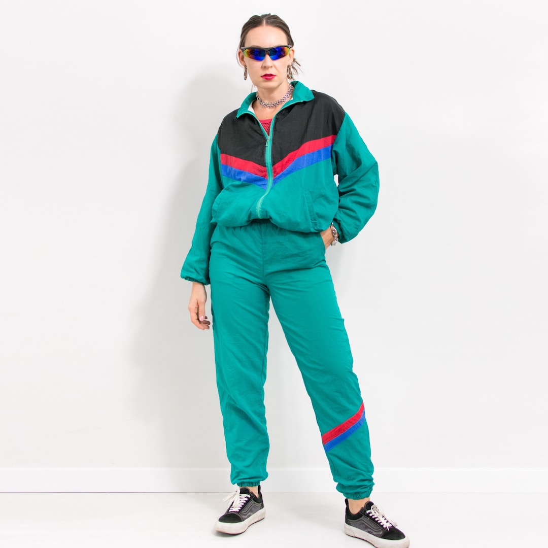 90's Tracksuit Vintage Multi Color Block Women Size M - Etsy