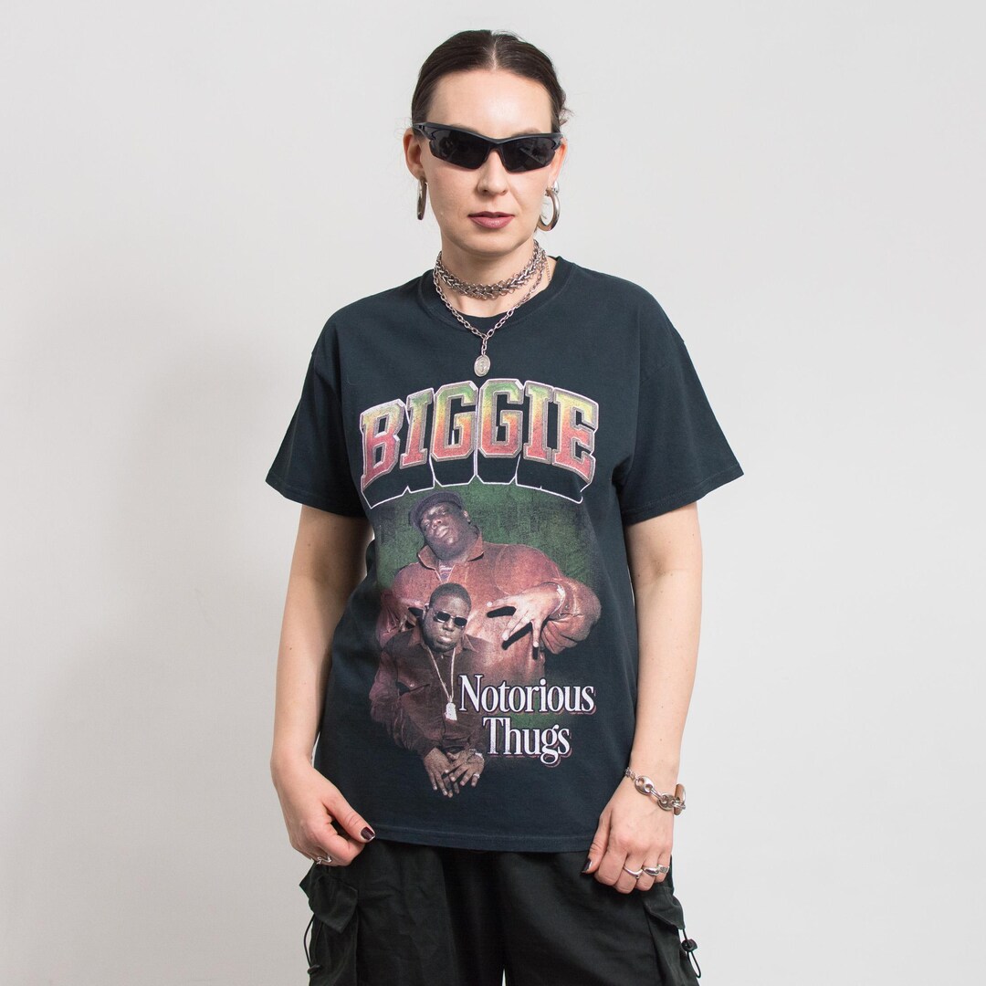 BIGGIE T-shirt Vintage Notorious Big Graphic Tee Hip Hop Women Size S-L ...