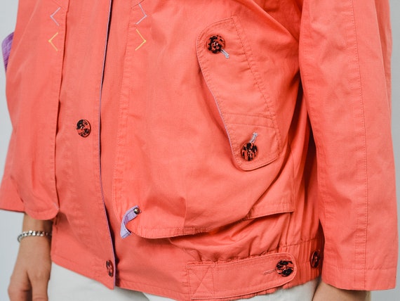 Peach jacket 80's Vintage windbreaker streetwear cott… - Gem