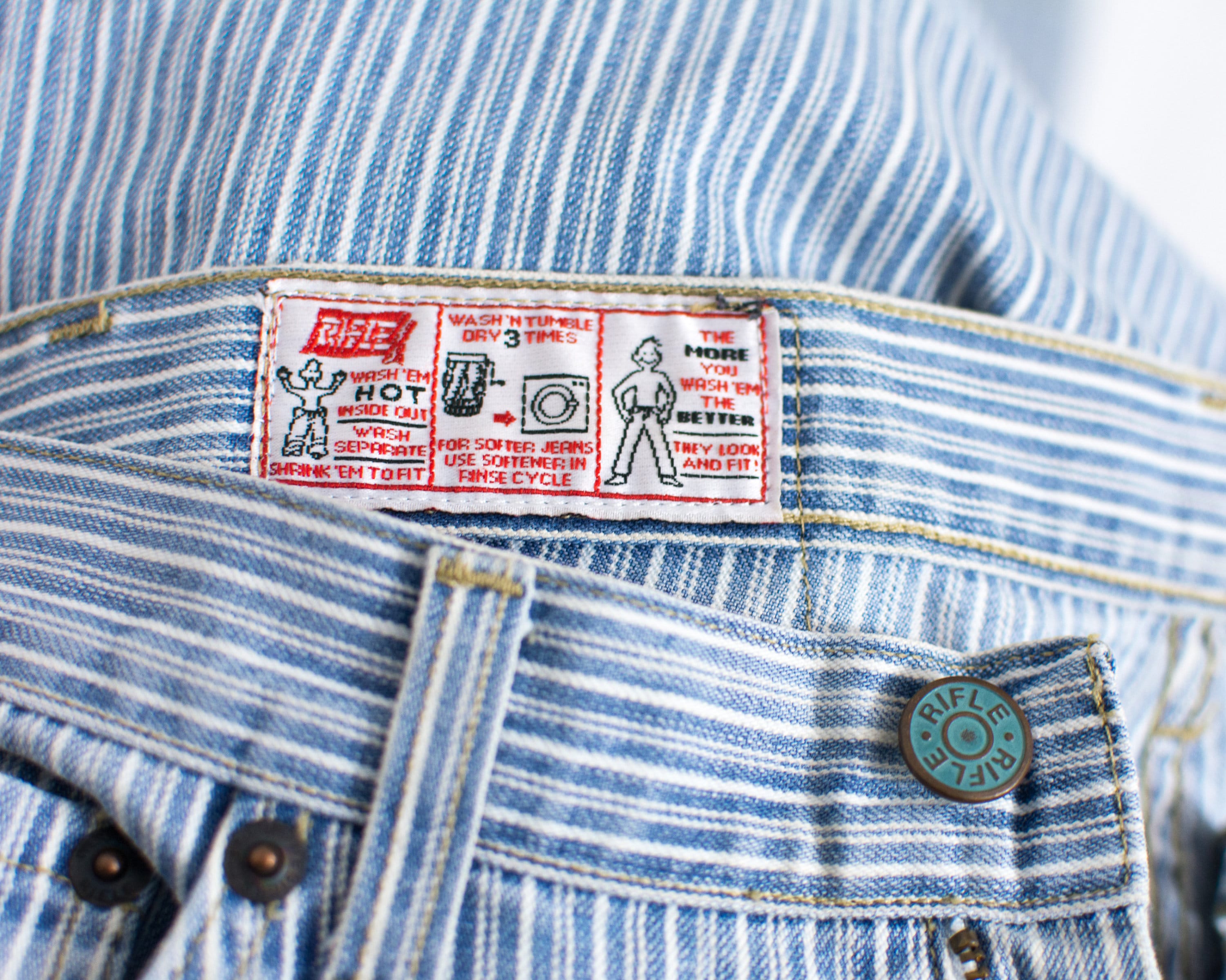 90s RIFLE Jeans Striped Blue White Denim Straight Leg Women - Etsy