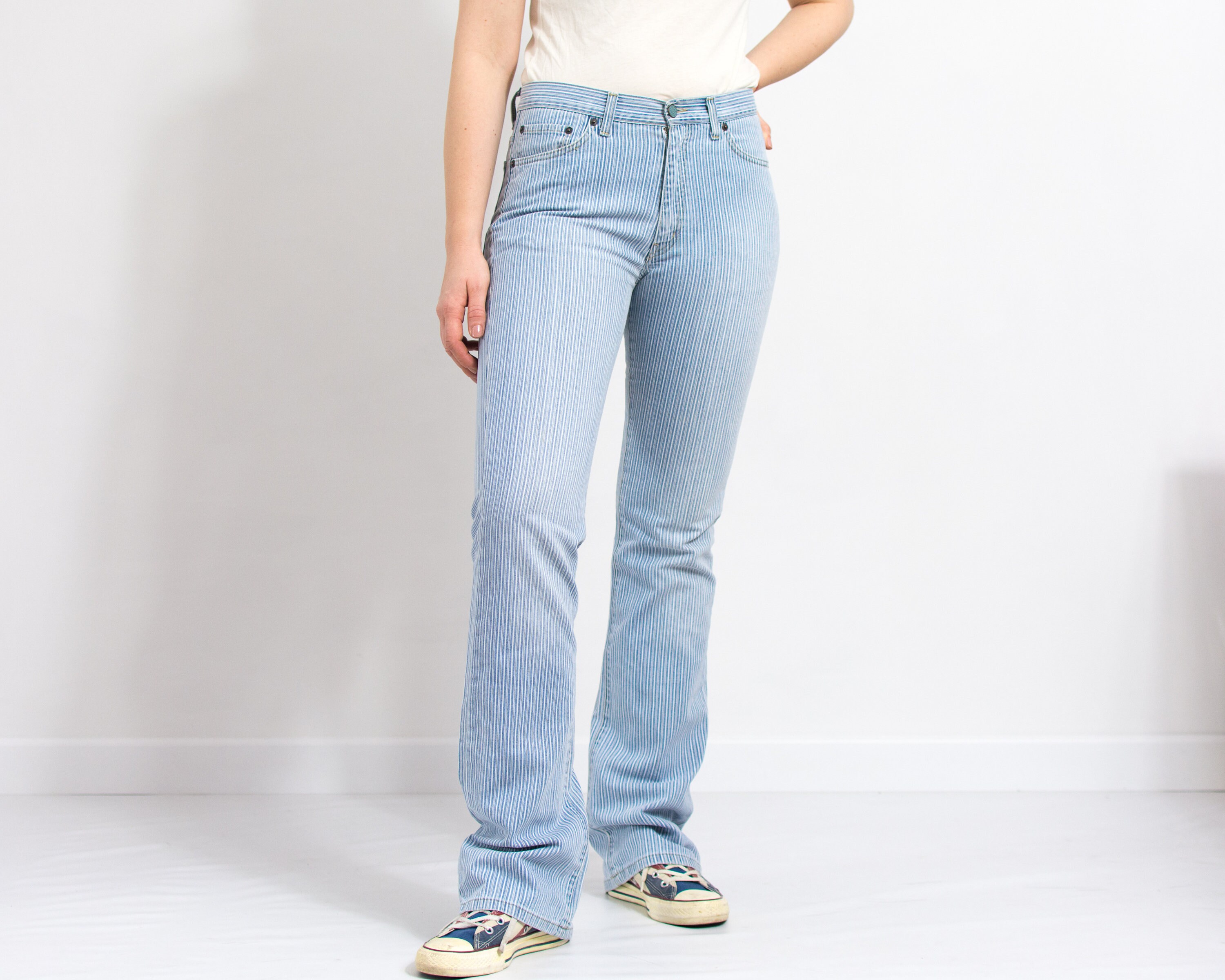 90s RIFLE Jeans Striped Blue White Denim Straight Leg Women - Etsy