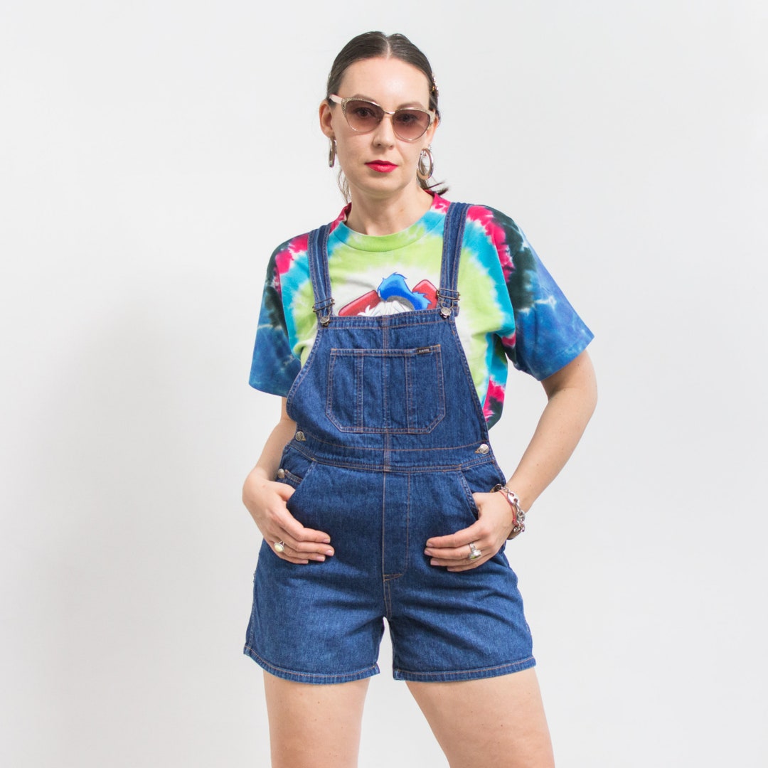 Jean Shortalls 90's Vintage Denim Dungarees Overalls Women Size M - Etsy