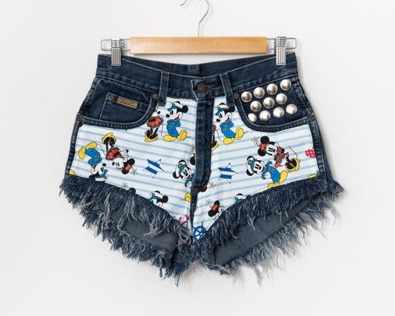 Wrangler shorts Mickey Mouse pattern reworked cut off… - Gem