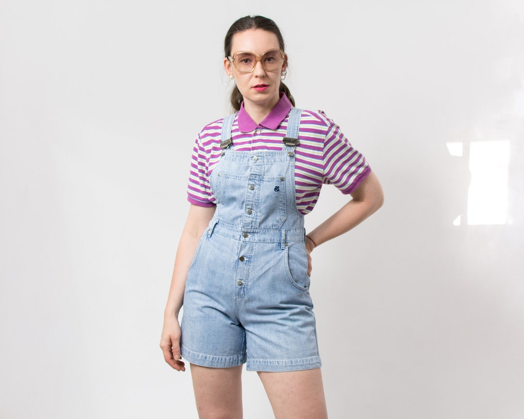 90's Overall Shorts Vintage Redstar Shortalls Blue Denim Dungarees ...