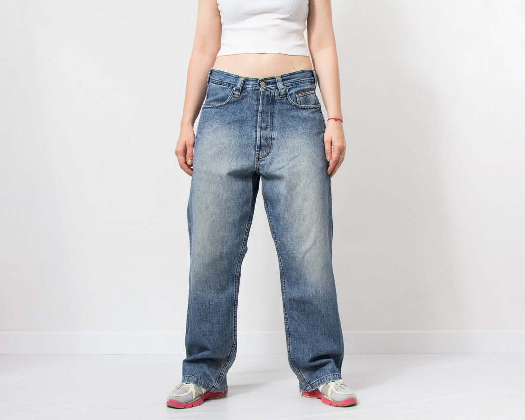 90's Hip Hop Jeans Wide Leg Vintage Baggy Player One Denim Women Size M ...