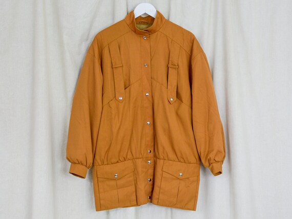 80s caramel jacket vintage women windbreaker brown ov… - Gem