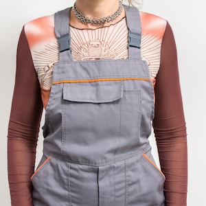 Gray Overalls Working Pants Vintage Jumpsuit Dungarees Women M - Etsy
