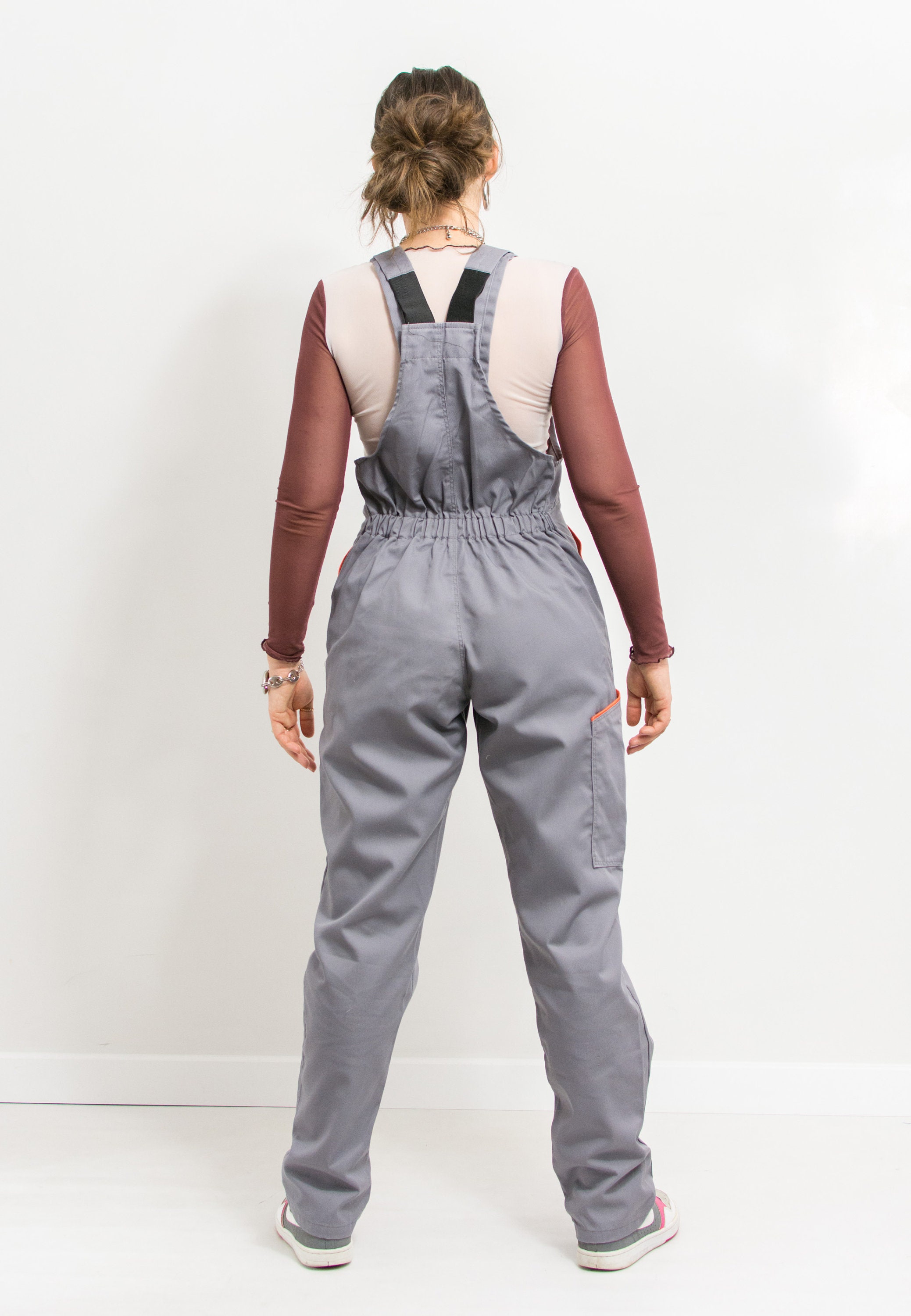 Gray Overalls Working Pants Vintage Jumpsuit Dungarees Women M - Etsy