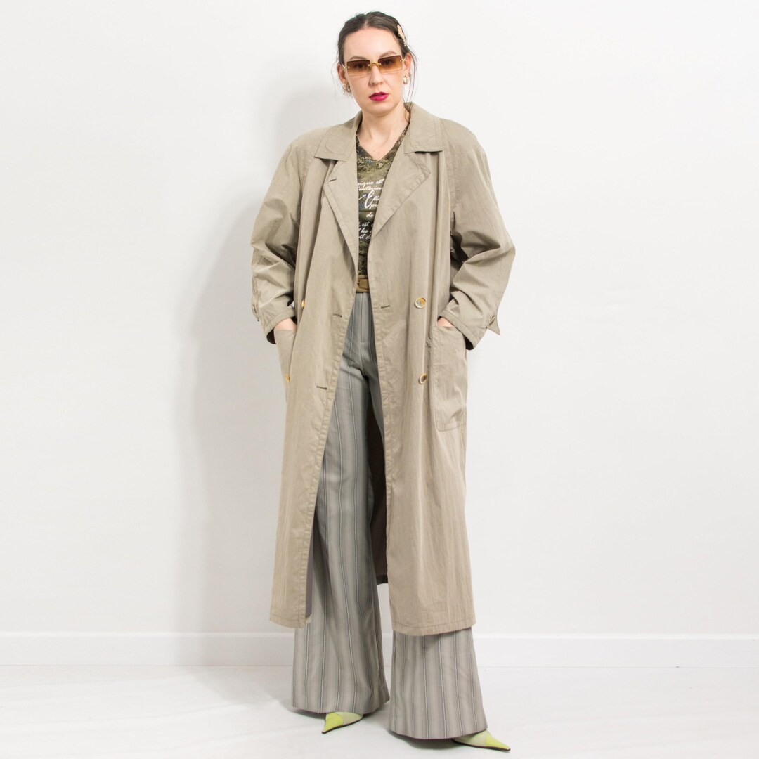 Vintage Double Breasted Trench Light Coat Oversized XL - Etsy