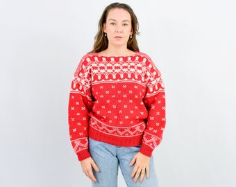 Nordic Sweater Red - Etsy