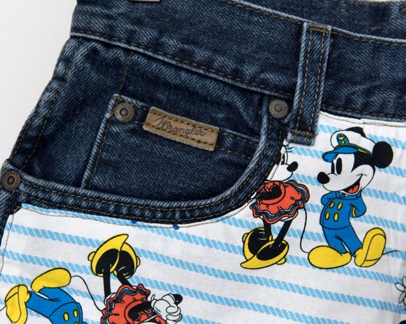 Wrangler shorts Mickey Mouse pattern reworked cut off… - Gem