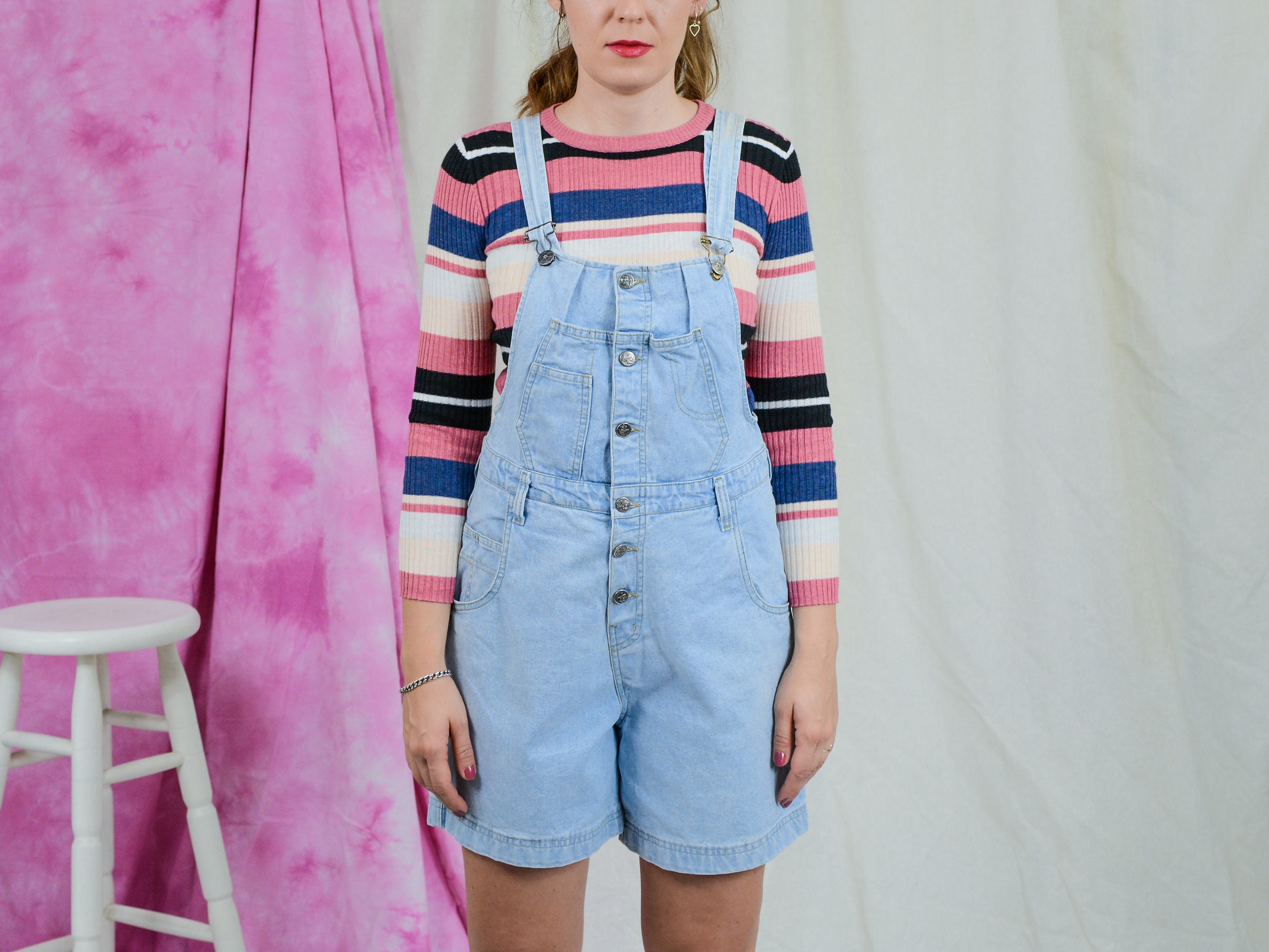 Denim Overalls JOY Vintage 90s Light Blue Shortalls Jeans | Etsy