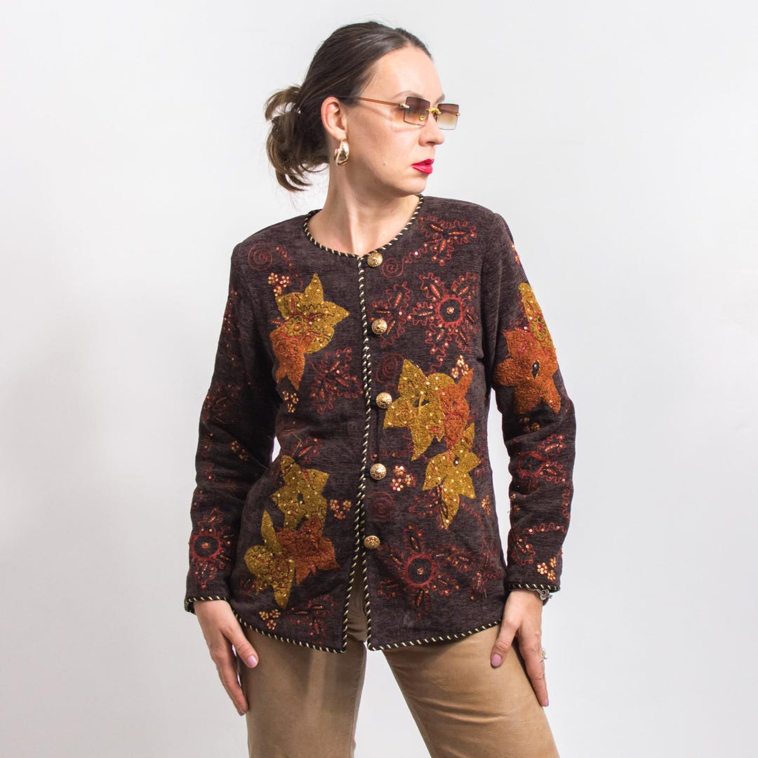 Vintage Embroidered Boho Jacket | Indigo Moon Blazer Women's S - Etsy