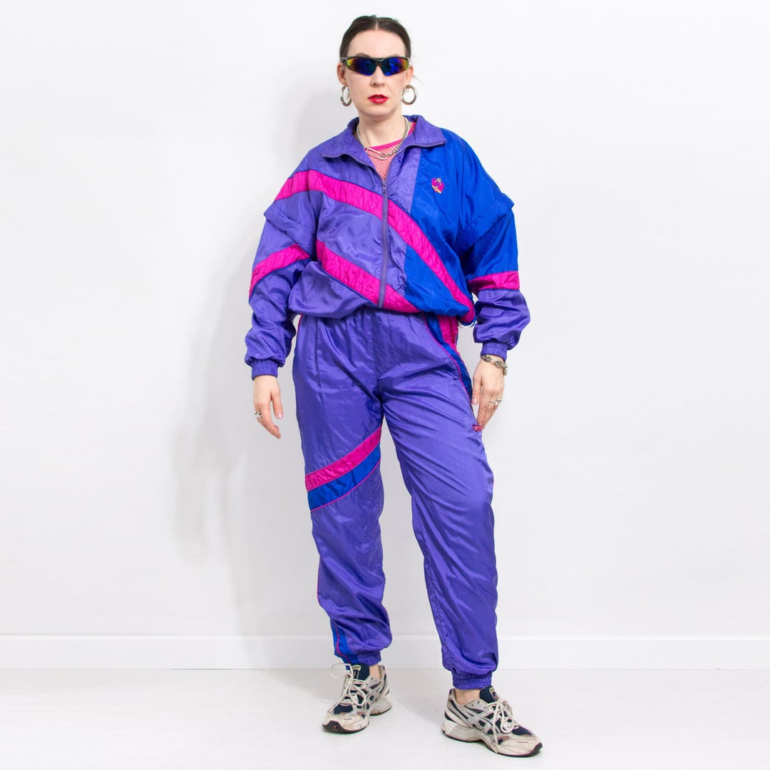 90's Tracksuit Vintage Multi Colorblock Nylon Women Size L - Etsy